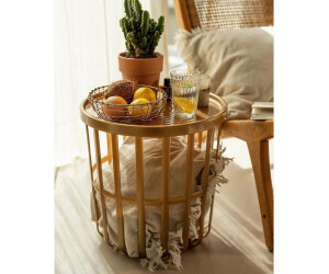 BranQ Zen Couchtisch rund mit Ablagekorb, ABS-Kunststoff, Gold (1850 ...