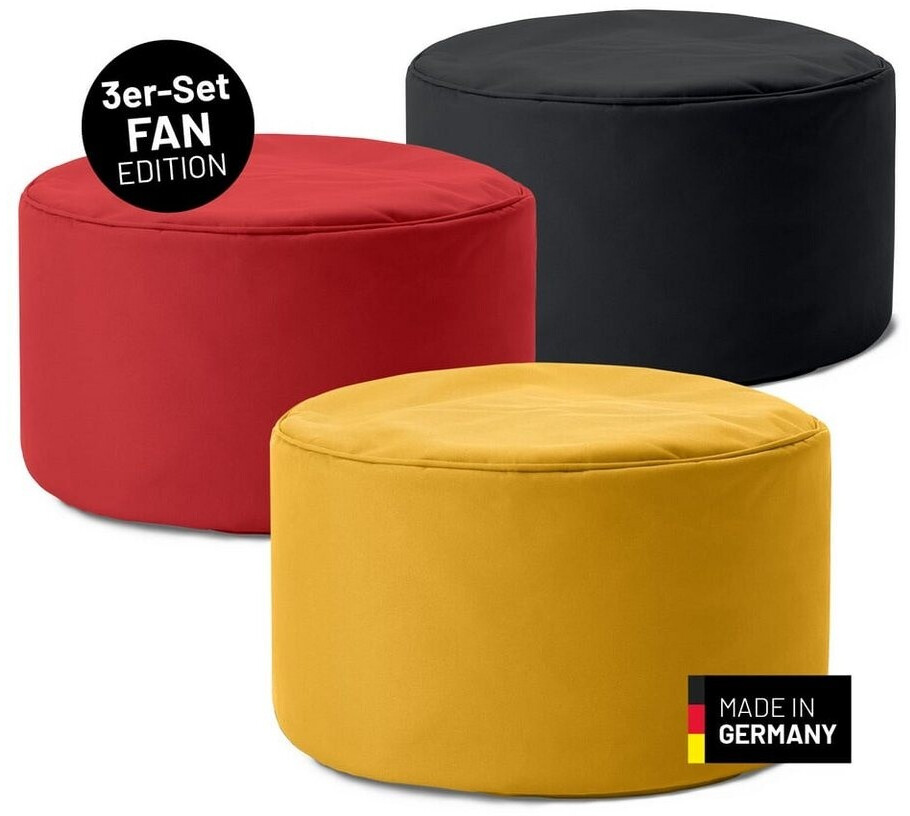 Lumaland Pouf Sitzhocker 3er-Set Schwarz/Rot/Gold, EPS, In-/Outdoor ...