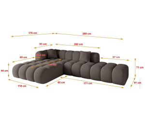 ALTDECOR OLEA-L2 Ecksofa L-Form Schlaffunktion 289x176x71cm (OLEA-L2 ...