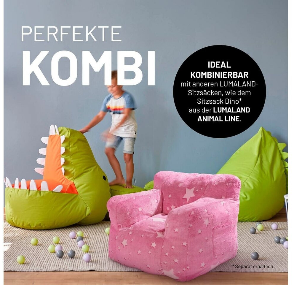 Lumaland Sitzsack Kinder "Glow in the Dark" Sternen-Design, Pink (15420 ...