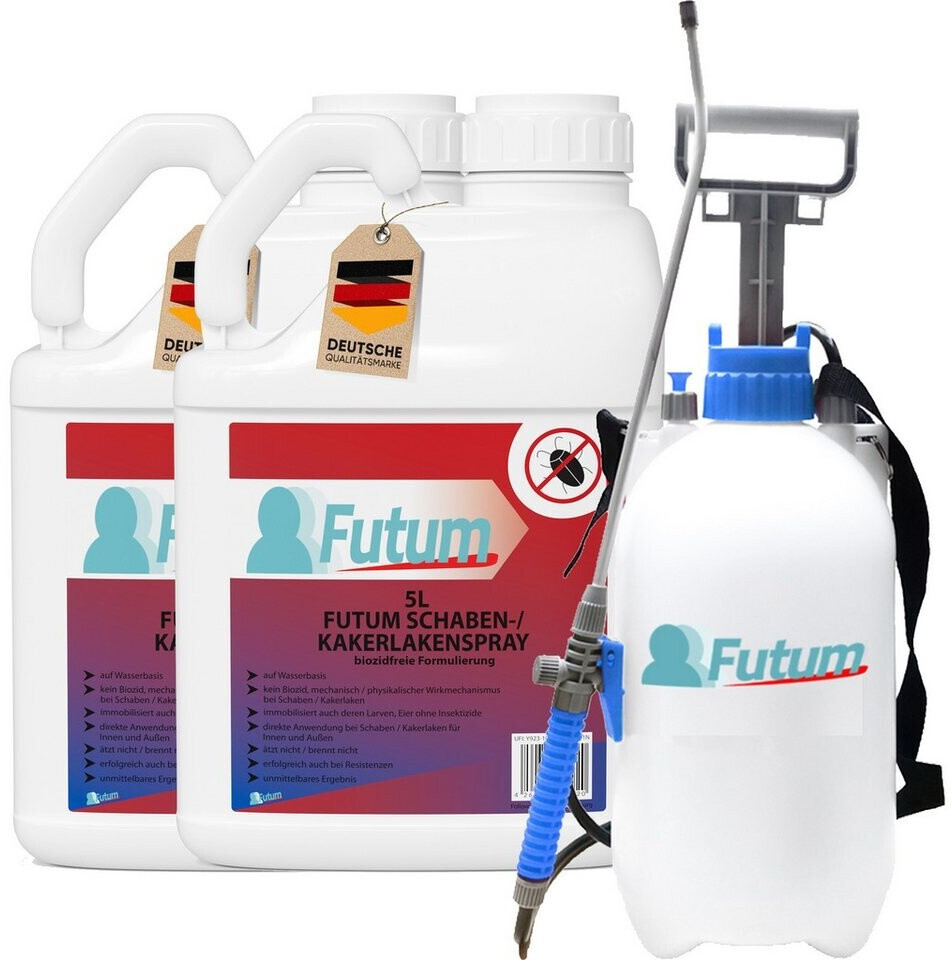 Futum 2x5L Schaben- / Kakerlakenspray + 5L Sprüher 10 l Spray (F110825 ...