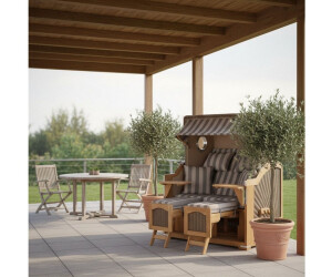 Mr. Deko Strandkorb Düne Grande Bullauge Teak PE Grey Dessin 537 ab 2. ...