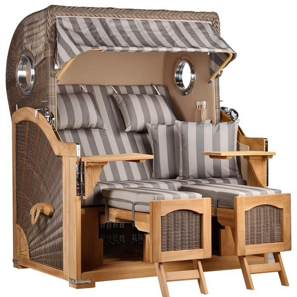 Mr. Deko Strandkorb Düne Grande Bullauge Teak PE Grey Dessin 537 ab 2. ...