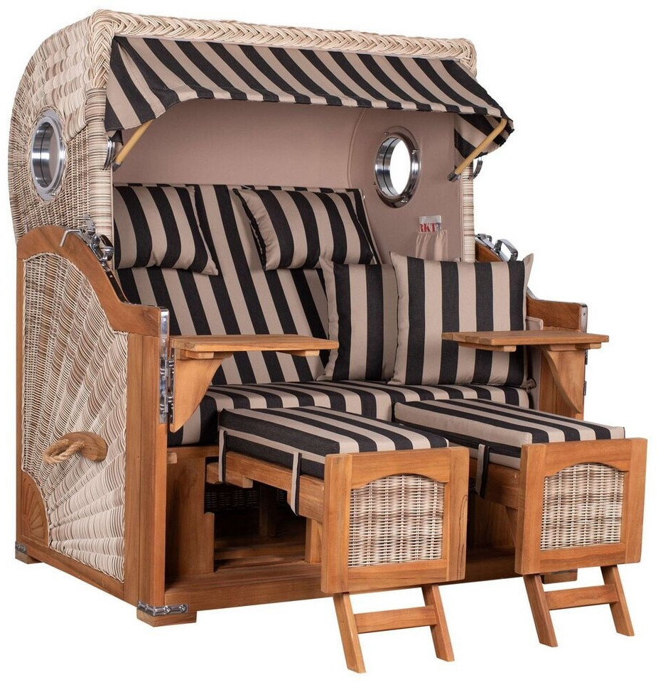 Mr. Deko Strandkorb Düne Grande Bullauge Teak PE Shell Dessin 581 ab 2. ...