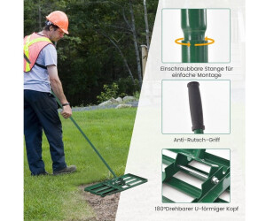 Costway Nivellierrechen Metall 75x25cm, ergonomischer Griff, grün ...