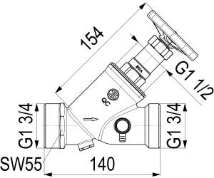 Schlösser JS KFR-Ventil Außengewinde MULTI DN40 AG1 3/4" mit Entleerung ...