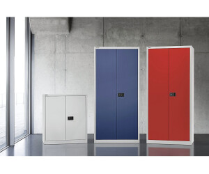 Bisley Universal Flügeltürenschrank Stahl 2 OH lichtgrau/oxfordblau ...