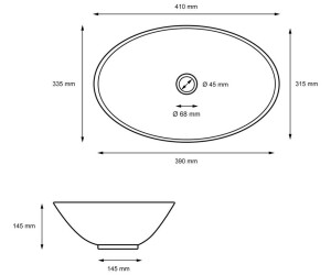 LuxeBath Keramik Handwaschbecken Schwarz Matt Oval 410x335x145mm mit ...
