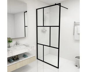 vidaXL Paroi de Douche à l'Italienne Verre Trempé Noir 100x195cm ...