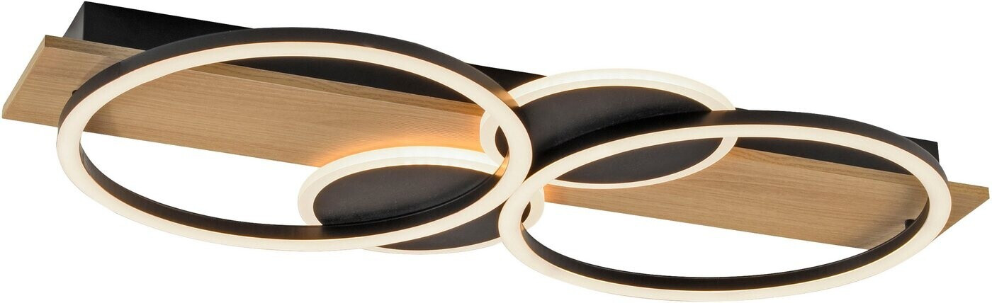 JUST LIGHT Trooper LED-Deckenleuchte Holz/Eisen, schwarz (14552-18) ab ...