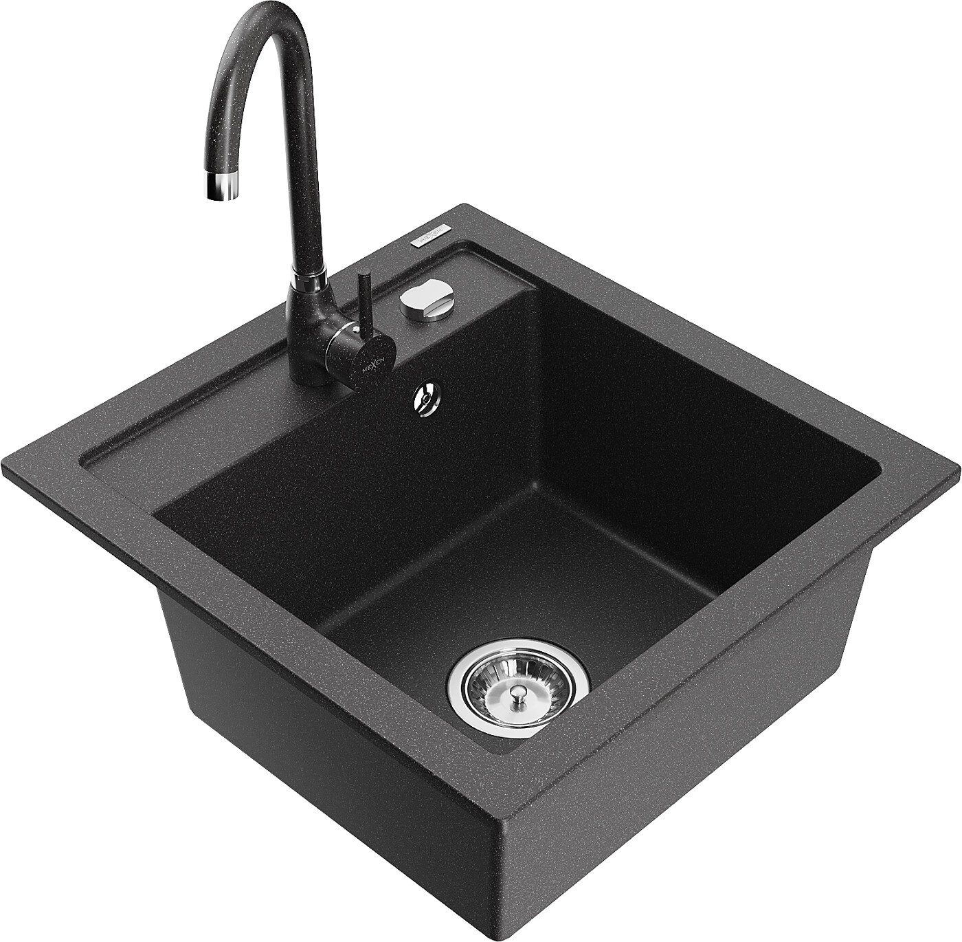 Mexen Vito 1-Becken-Granitspüle mit Küchenarmatur Telma, Schwarz ...