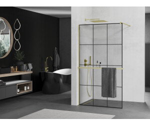 Mexen Kioto+ Walk-in Duschwand mit Ablage 100x200cm, 8mm schwarzes ...