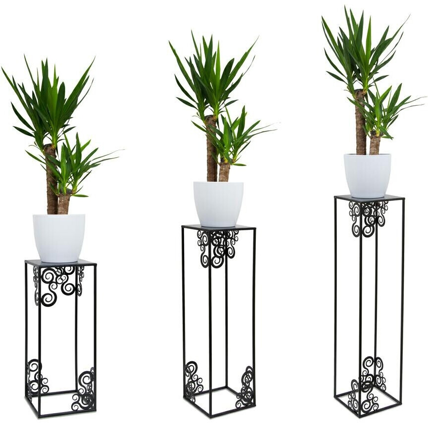 HowHomely Support Plantes Métal avec Ornements, Noir, 80cm (10-1523/80 ...