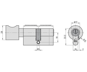 Basi Profil-Knaufzylinder AS K65/45mm Gleichschließend (5031-3515-0034 ...