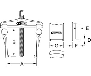 KS Tools Schnellspann-Universal-Abzieher 2-armig schlank 60-200mm (620. ...