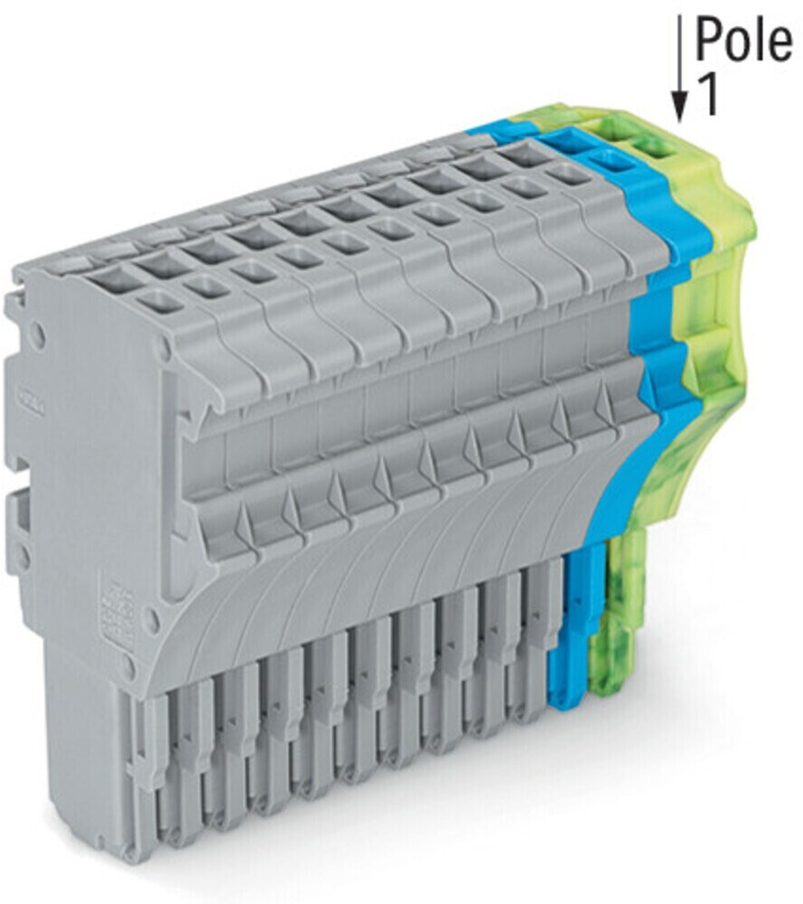 Wago 1-Leiter-Federleiste Push-in CAGE CLAMP 1,5mm² grau/blau/grün-gelb ...
