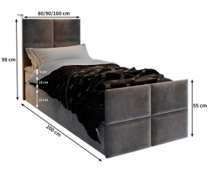 Masseno Ariel 80 Boxspringbett mit Bettkasten, Matratze und Topper ...
