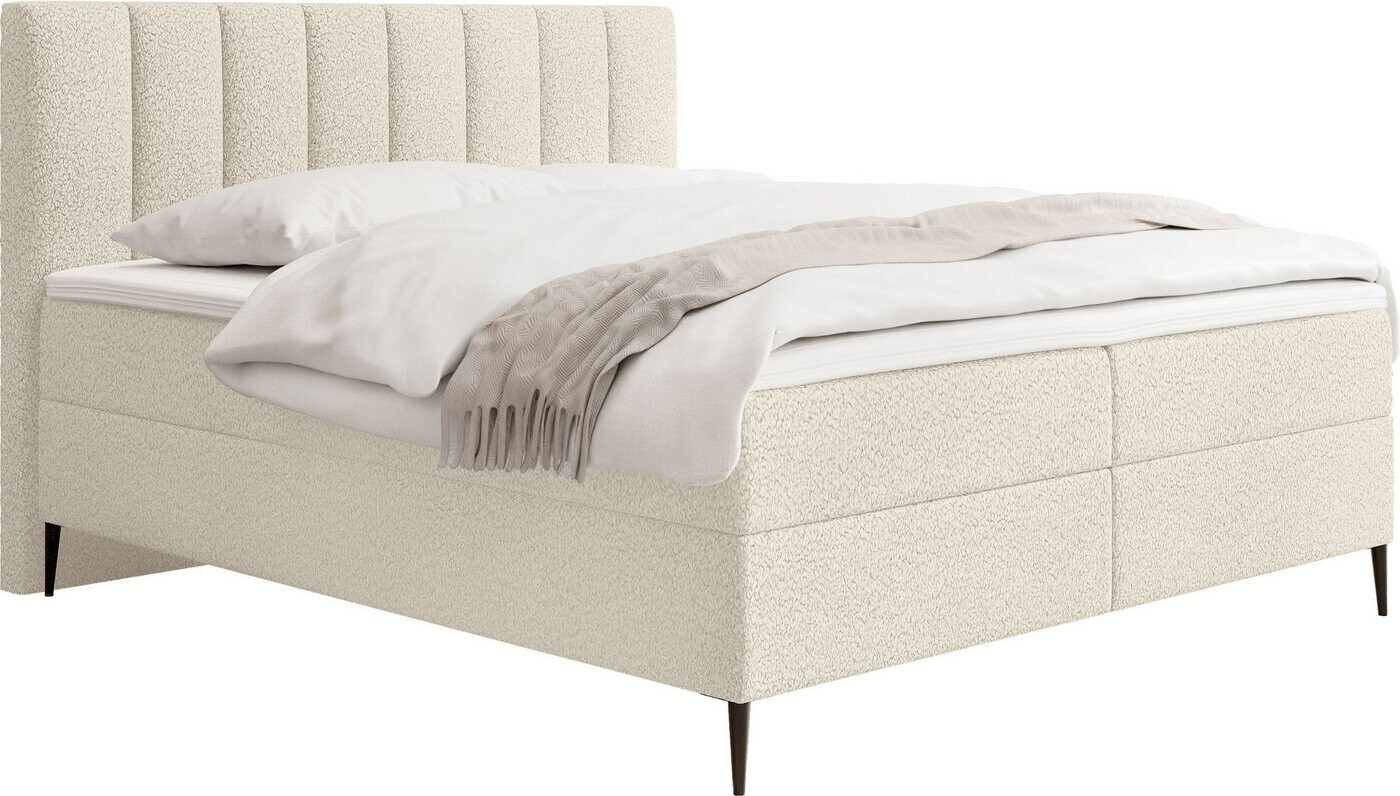 WFL GROUP Allen Boxspringbett mit Bettkasten, Bouclé, H4 ...