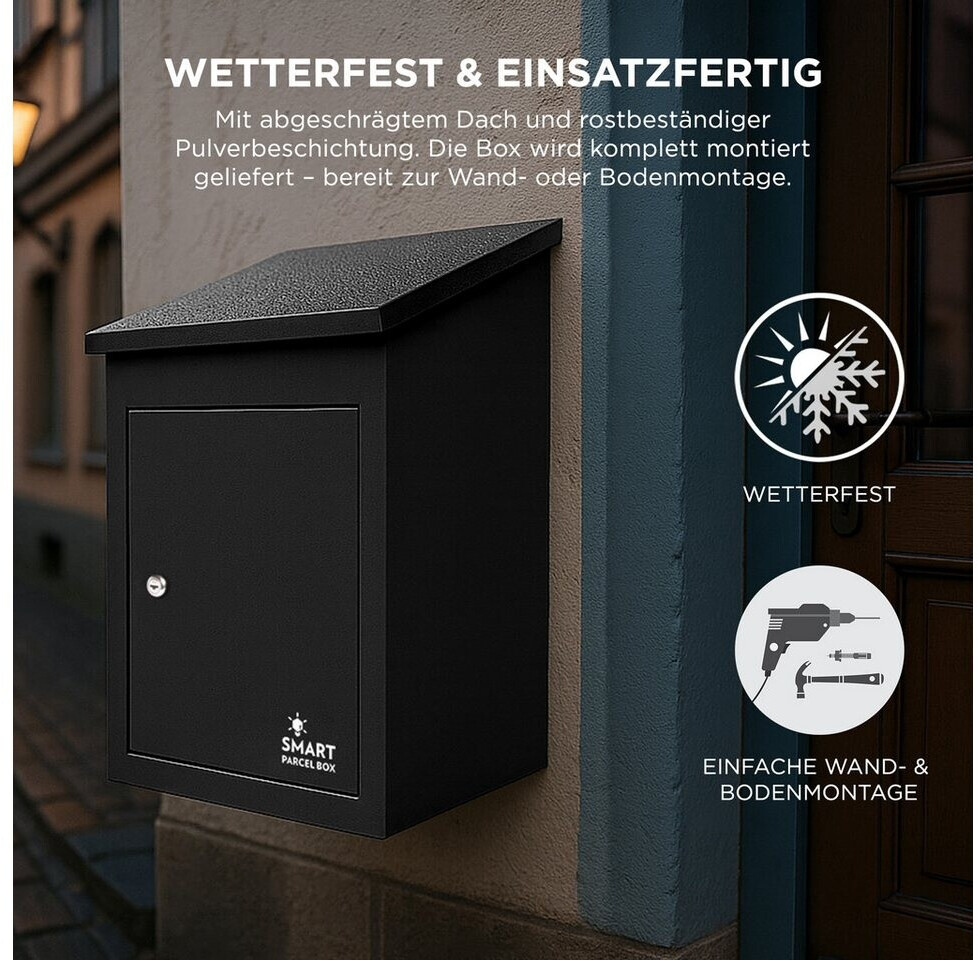 Homescapes Smart Parcel Box Mittelgroßer Wand-Paketkasten, Stahl ...
