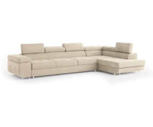 Masseno Vicente Ecksofa L-Form mit Schlaffunktion & Bettkasten, Creme ...