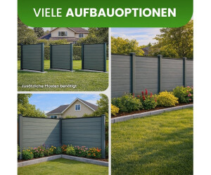 Riegelsberger WPC-Sichtschutzzaun Steckzaun Grau Komplettset 12,75m ...