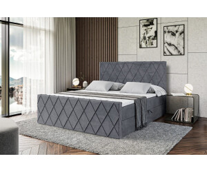ALTDECOR LEPARO-Z Boxspringbett 160x200cm H4 Dunkelgrau Samt ...