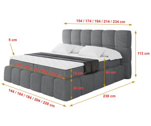 ALTDECOR Auri Boxspringbett mit Bettkasten 120x200cm Cord Dunkelgrau H4 ...