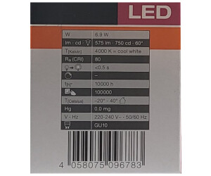 Osram LED STAR PAR16 GU10 6,9W 840 Kaltweiß 60° 10er-Pack (LVPAR168060 ...