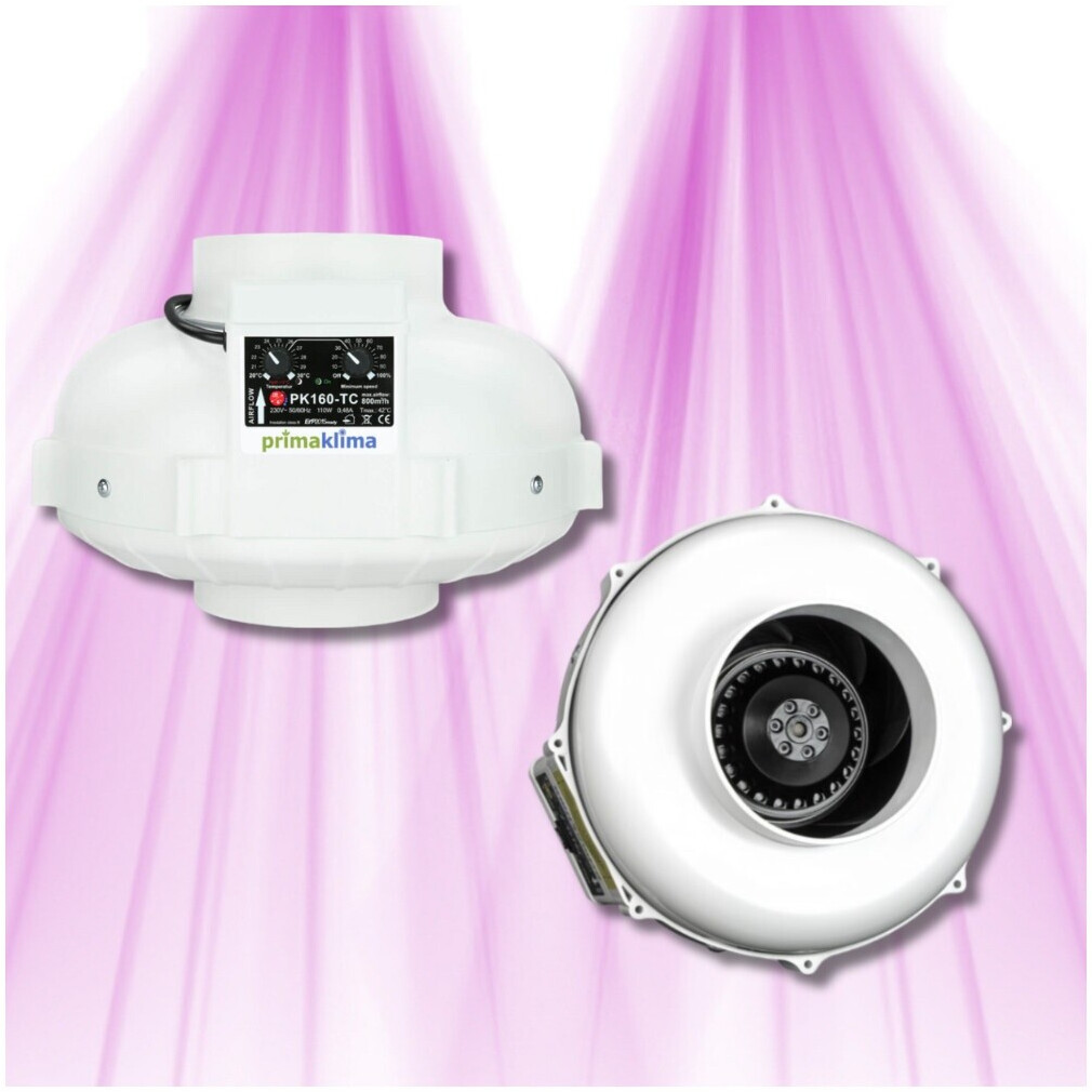 Prima Klima PK160-TC Rohrventilator 160mm 800m³/h Temperaturregelung ...