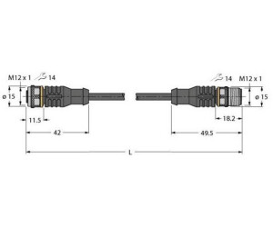 Turck RKC8.704T-10-RSC4 Aktuator- und Sensorleitung Safety 10m, gelb ...