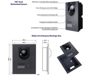Goliath IP 2-Draht Gegensprechanlage mit Kamera, anthrazit, 1 Monitor ...
