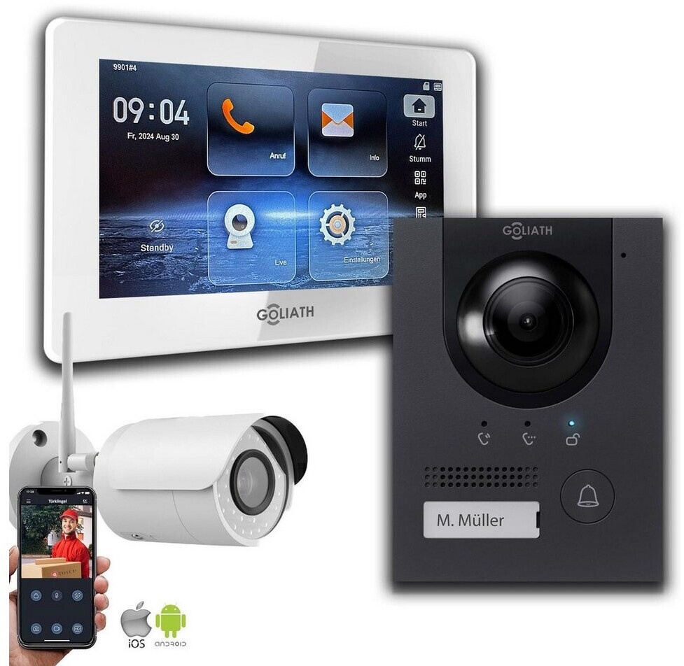 Goliath IP 2-Draht Gegensprechanlage mit Kamera, anthrazit, 1 Monitor ...