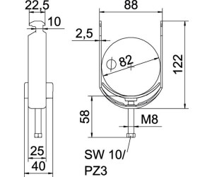 OBO Bettermann BS-H1-K-82 FT Bügelschelle 76-82mm tauchfeuerverzinkt ...