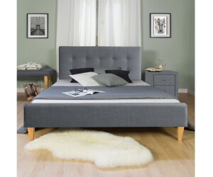 Homestyle4u Polsterbett 160x200cm mit Lattenrost, Stoff, grau (1733) ab ...