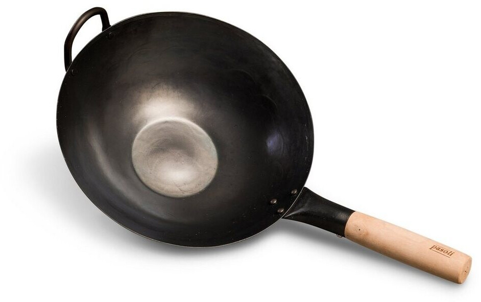 Pasoli Wok voreingebrannt traditionell handgehämmert flacher Boden Ø 30 ...