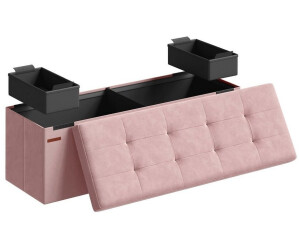 Songmics Sitzbank mit Stauraum, klappbar, 2 Boxen, 110cm, pastellrosa ...
