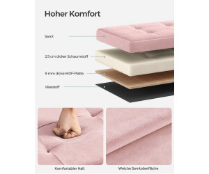 Songmics Sitzbank mit Stauraum, klappbar, 2 Boxen, 110cm, pastellrosa ...