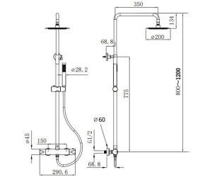 Aloni Duschsystem rund, grau gebürstet, Thermostat, Regendusche Ø20cm ...