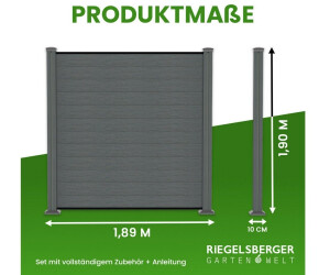 Riegelsberger WPC-Sichtschutzzaun Steckzaun Komplett-Set grau 23,61m ...