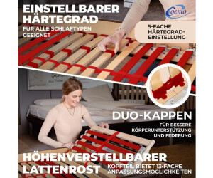 Coemo Lattenrost "RUBY" 100x200cm, 28 Leisten, Härtegrad verstellbar ab ...