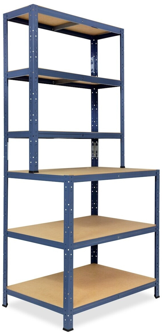 Shelfplaza HOME Werkbank-Regal 190x80x60cm, Metall, blau, 145kg, 6 ...
