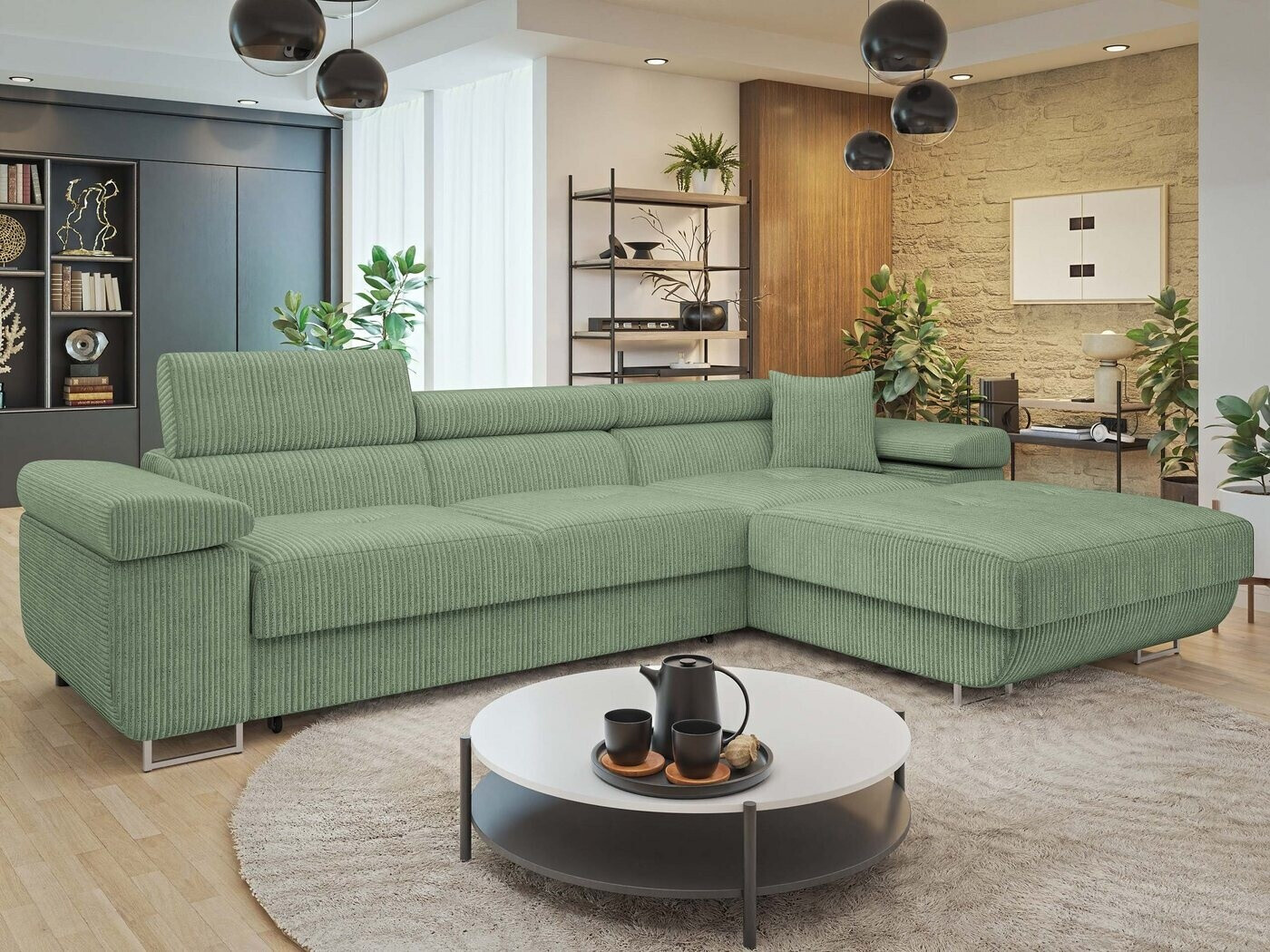 Mirjan24 Torezio Mini Cord Ecksofa L-Form mit Schlaffunktion und ...