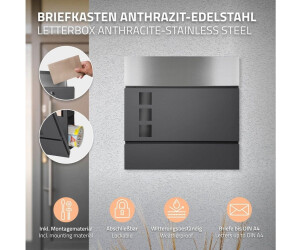 ECD Germany Standbriefkasten mit Zeitungsfach, anthrazit/silber ...