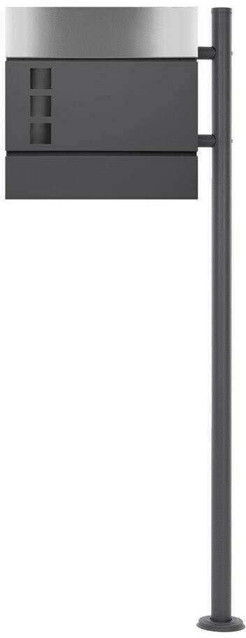 ECD Germany Standbriefkasten mit Zeitungsfach, anthrazit/silber ...