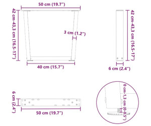 vidaXL Couchtischbeine V-Form, schwarz, 50x(42-43,3)cm, Stahl, 2 Stück ...