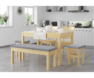 Erst-Holz Holzhocker Kiefer natur mit Polstersitz hellgrau (V-90.71-41P ...