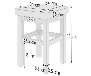 Erst-Holz Holzhocker Kiefer natur mit Polstersitz hellgrau (V-90.71-41P ...