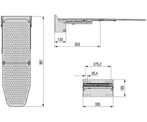 Emuca Iron Wall Wand-Bügelbrett klappbar, schwenkbar 180°, Stahl und ...