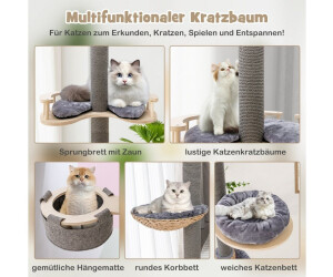 Costway Kratzbaum 5-stöckig, deckenhoch 236-271cm, Hängematte, Korb ...