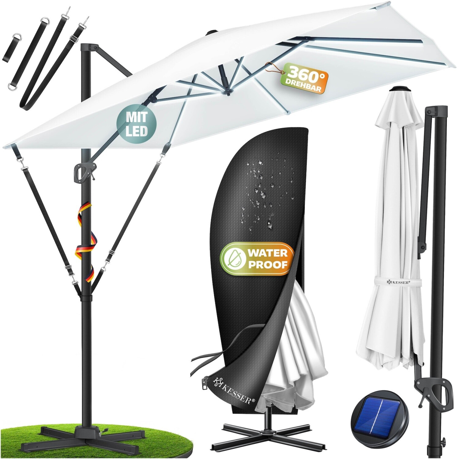 Kesser Sun XL Ampelschirm 300x300cm LED Solar UV50+ (SUN XL) ab 178,33 ...